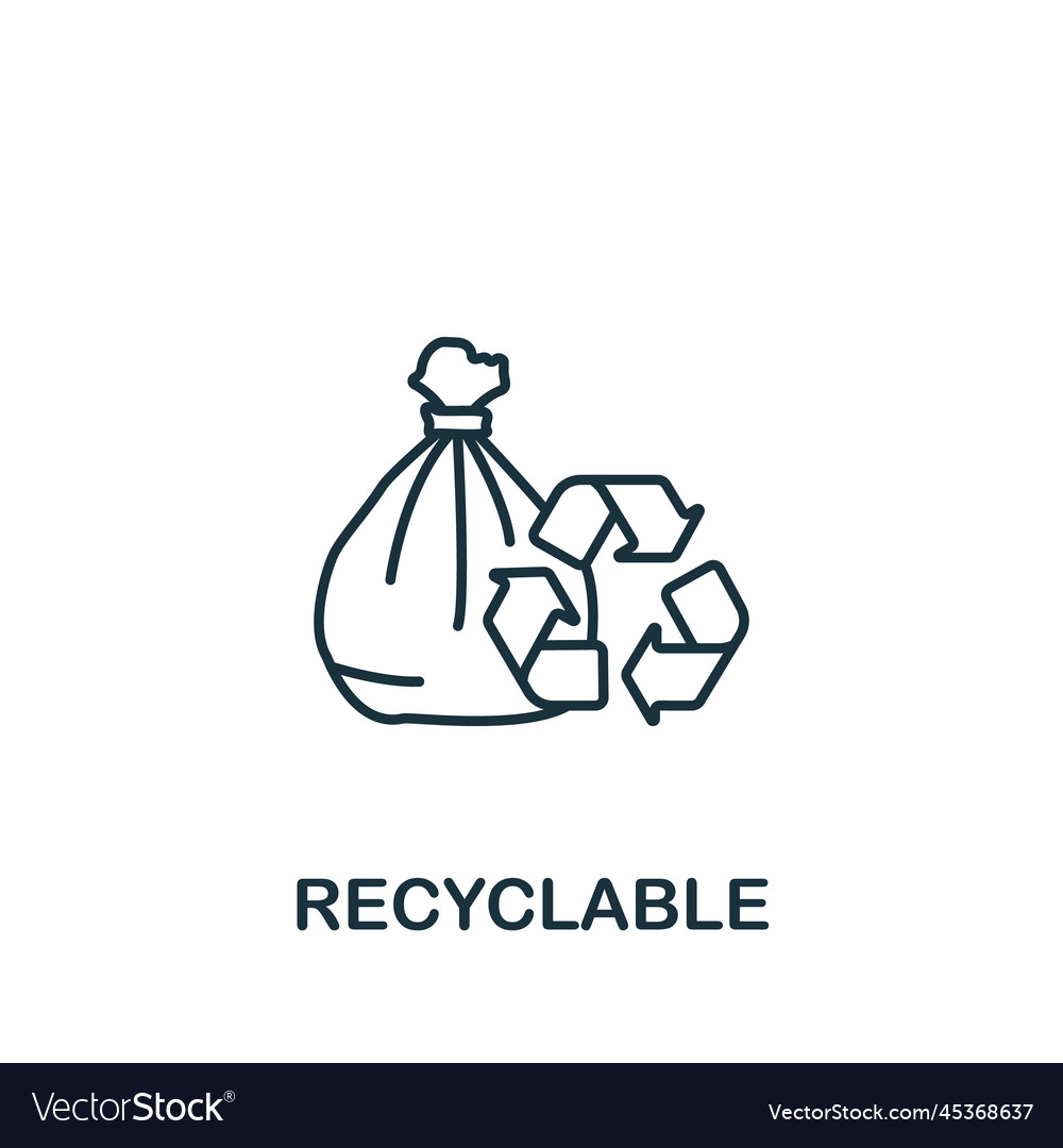 Recyclable icon monochrome simple sustainability Vector Image Recyclable icon monochrome simple sustainability Vector Image