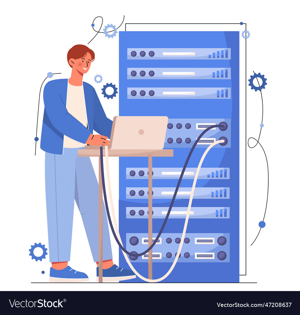 Server maintenance concept Royalty Free Vector Image