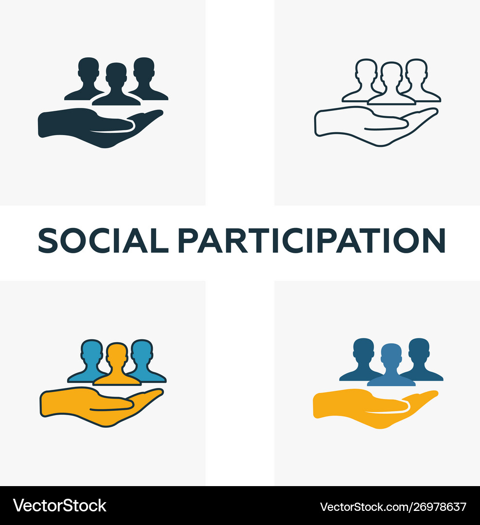 Social participation outline icon thin line Vector Image