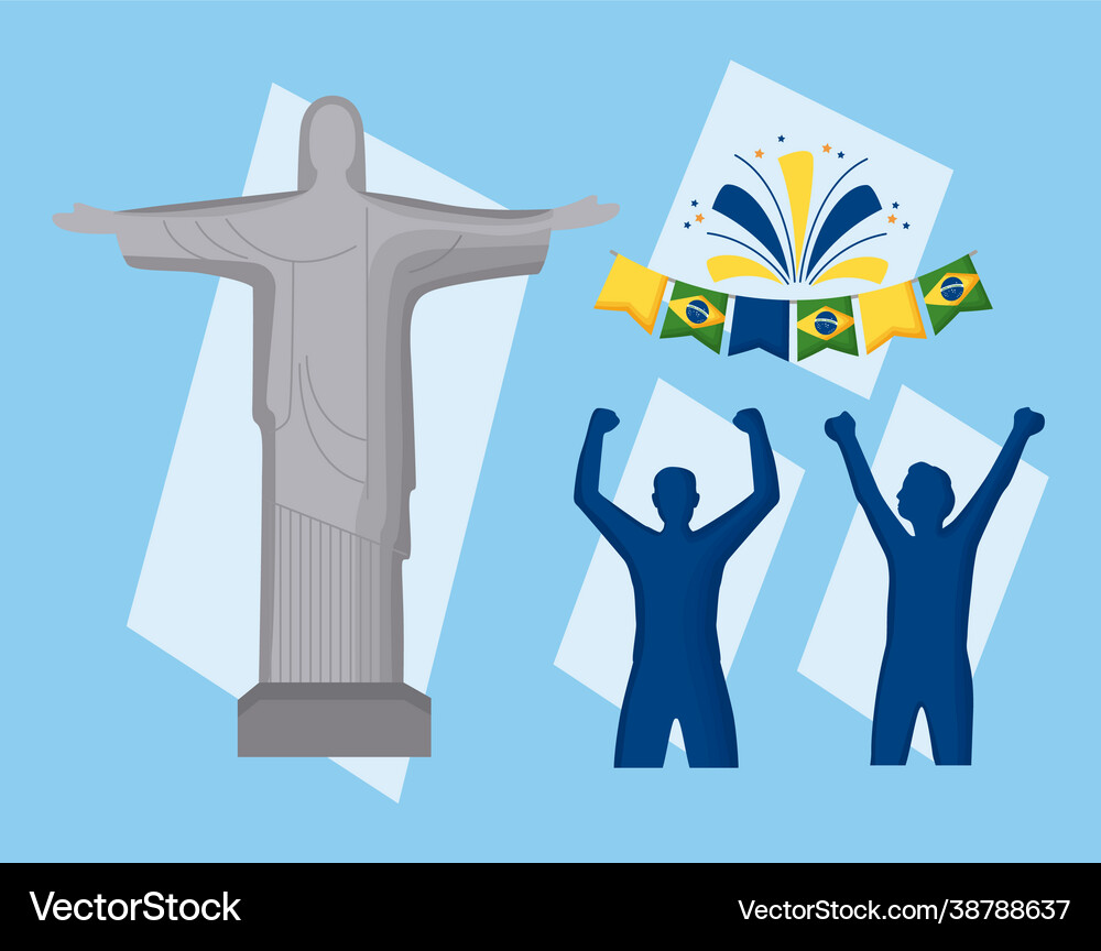 Three brazil independence day icons Royalty Free Vector