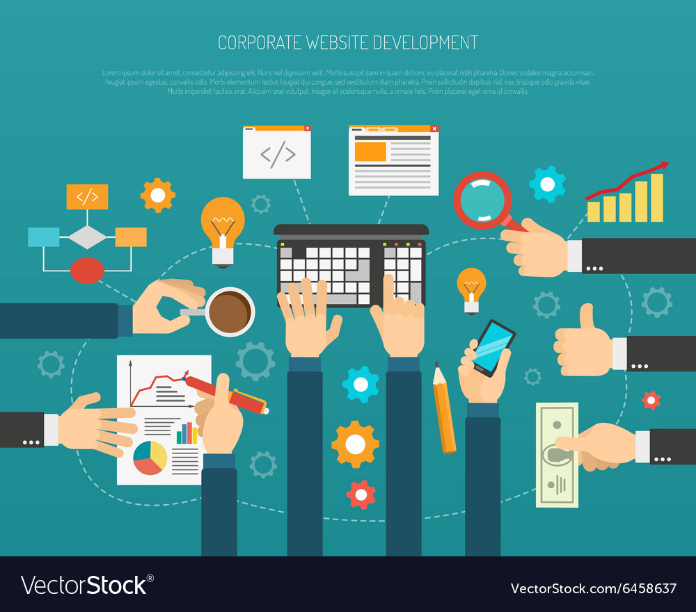 Website development process Royalty Free Vector Image