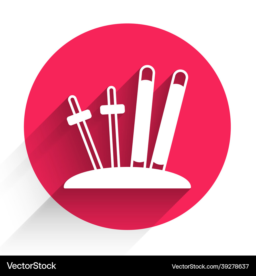 White ski and sticks icon isolated with long Vector Image