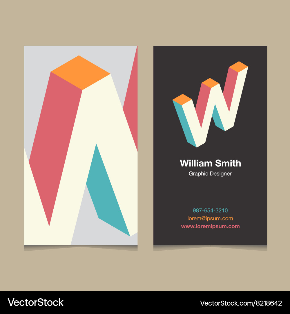 Business card letter w Royalty Free Vector Image