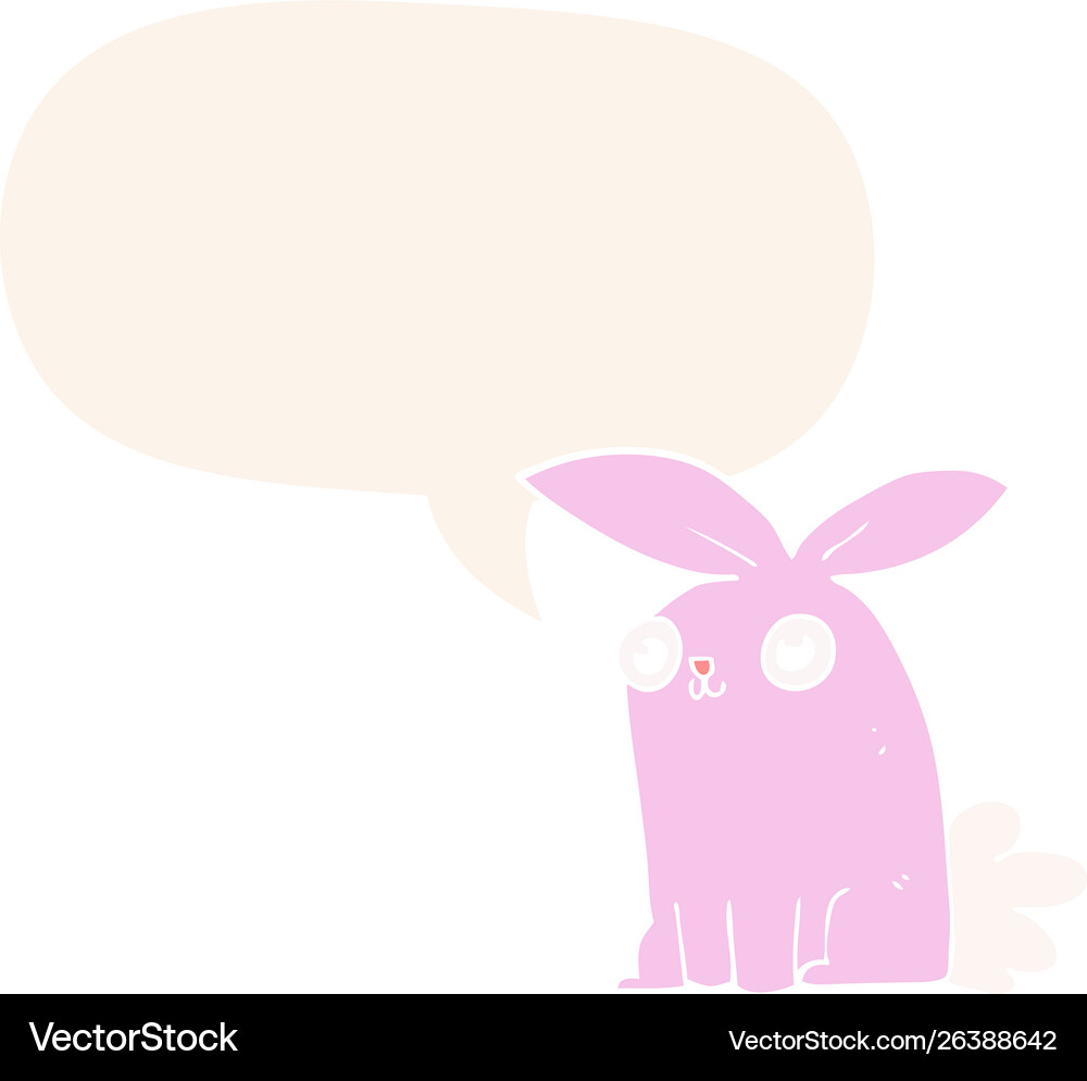 Cartoon bunny rabbit and speech bubble in retro Vector Image