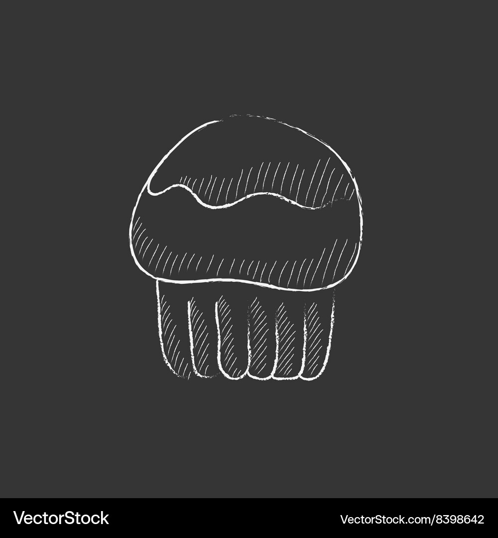 Cupcake drawn in chalk icon Royalty Free Vector Image