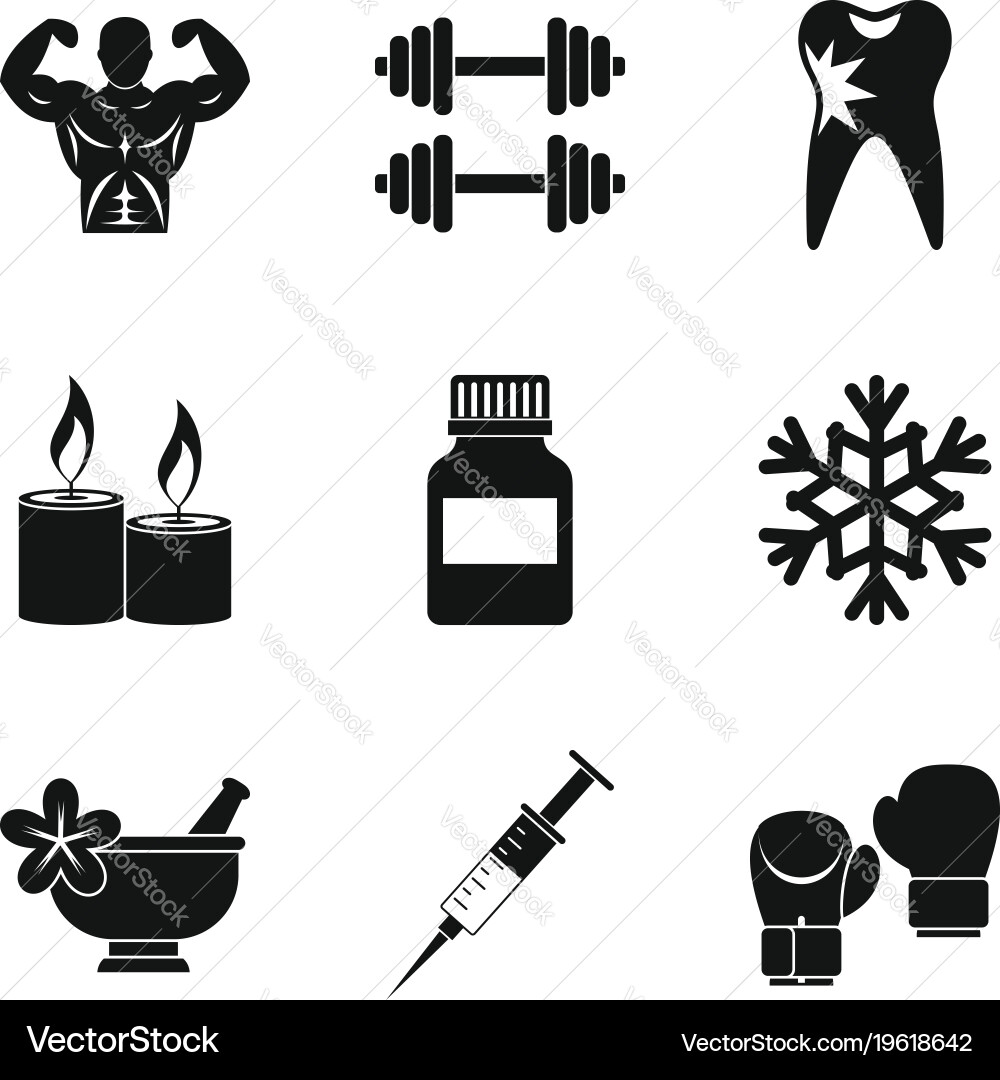 Fit body icons set simple style Royalty Free Vector Image