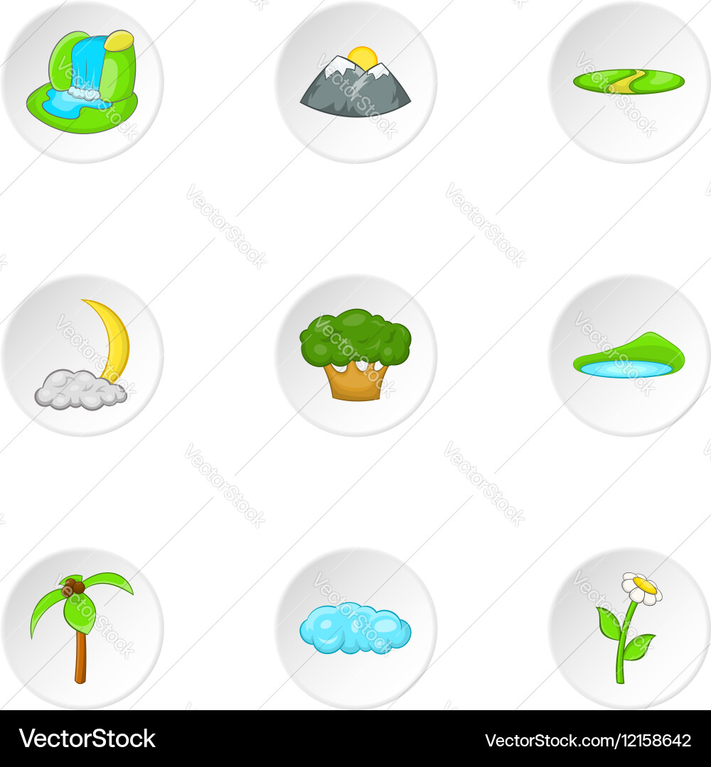 Flora icons set cartoon style Royalty Free Vector Image