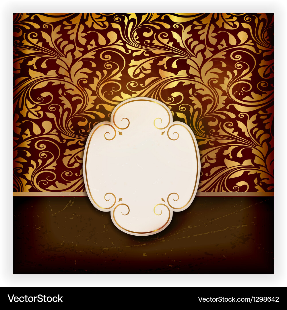 Floral invitation card with label Royalty Free Vector Image