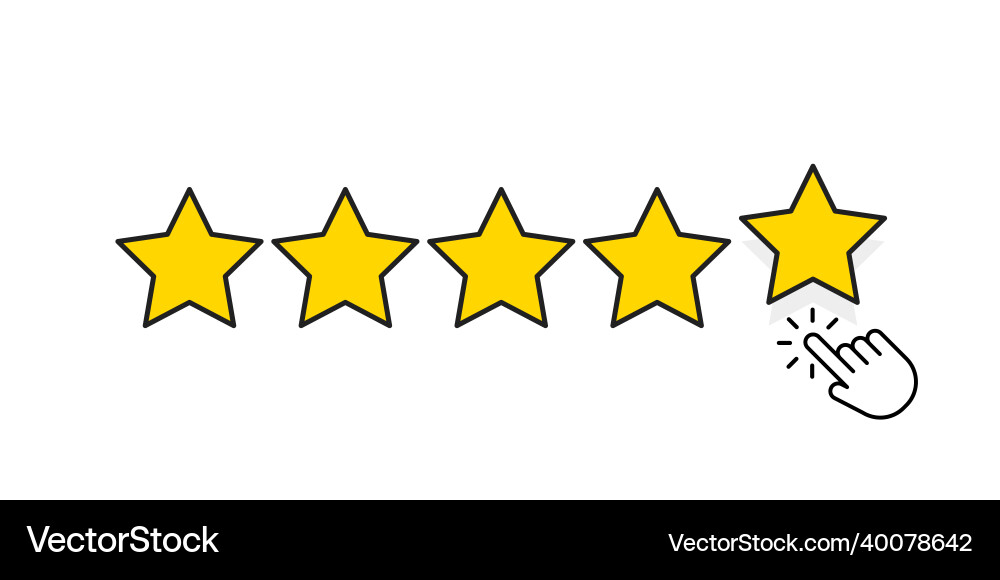 Golden star rating mouse click icon Royalty Free Vector