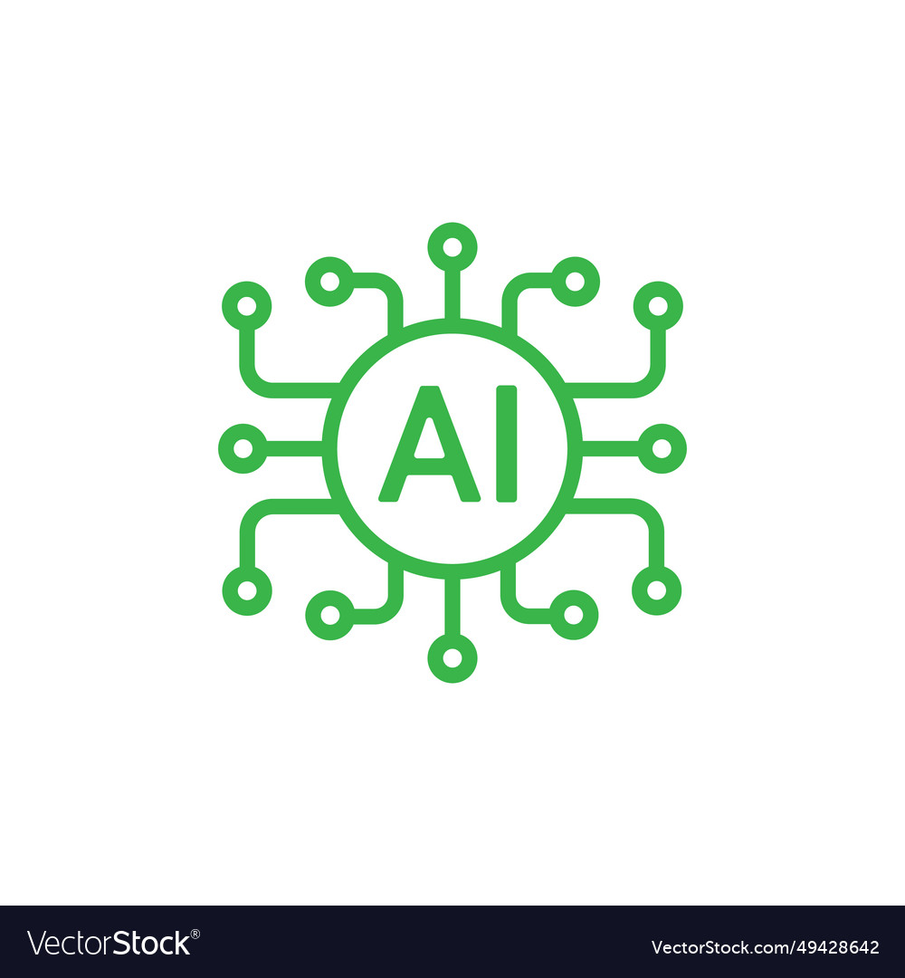 Green artificial intelligence ai processor chip Vector Image Green artificial intelligence ai processor chip Vector Image