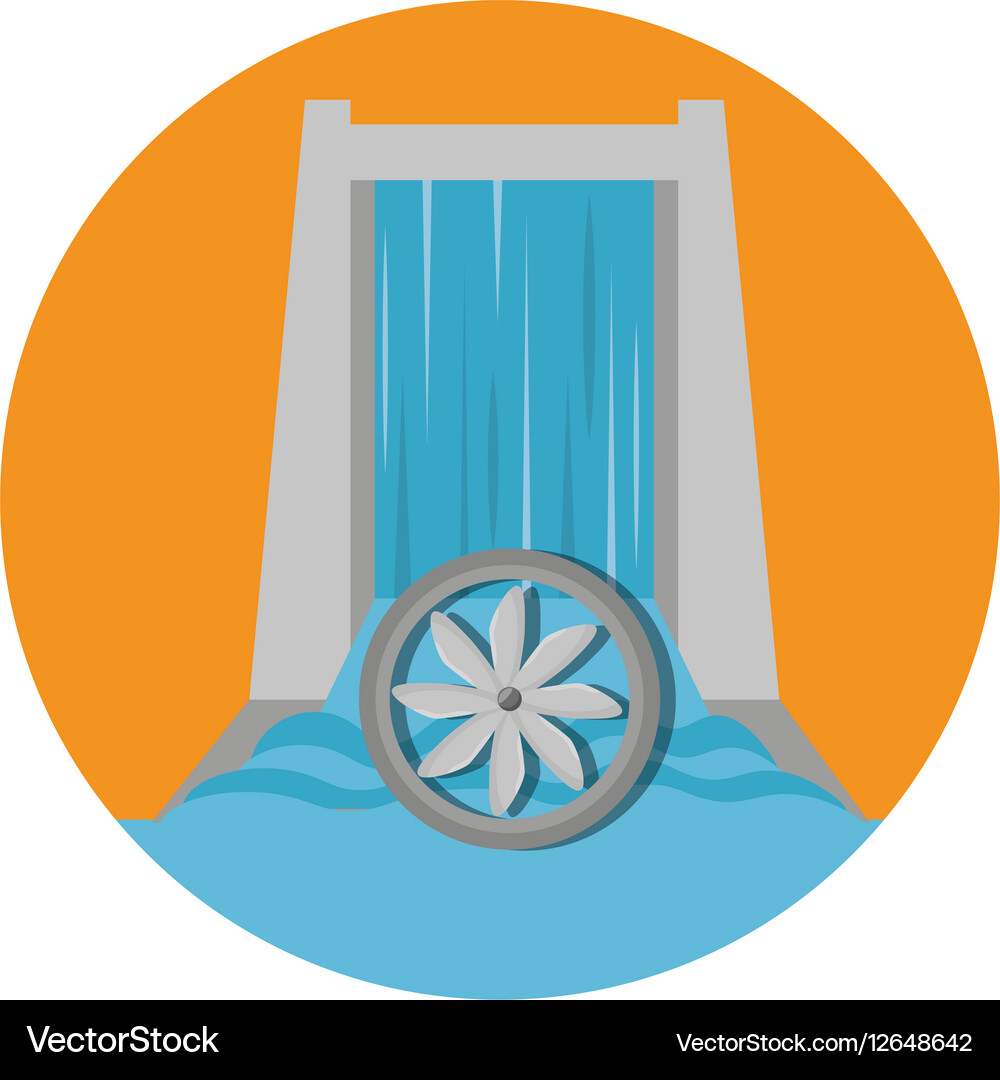 Hydraulic energy ecology icon Royalty Free Vector Image