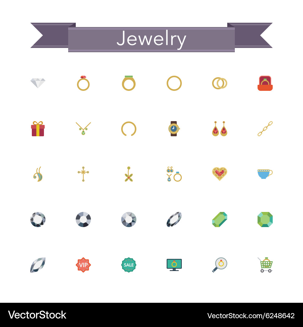 Jewelry Flat Icons Royalty Free Vector Image - VectorStock
