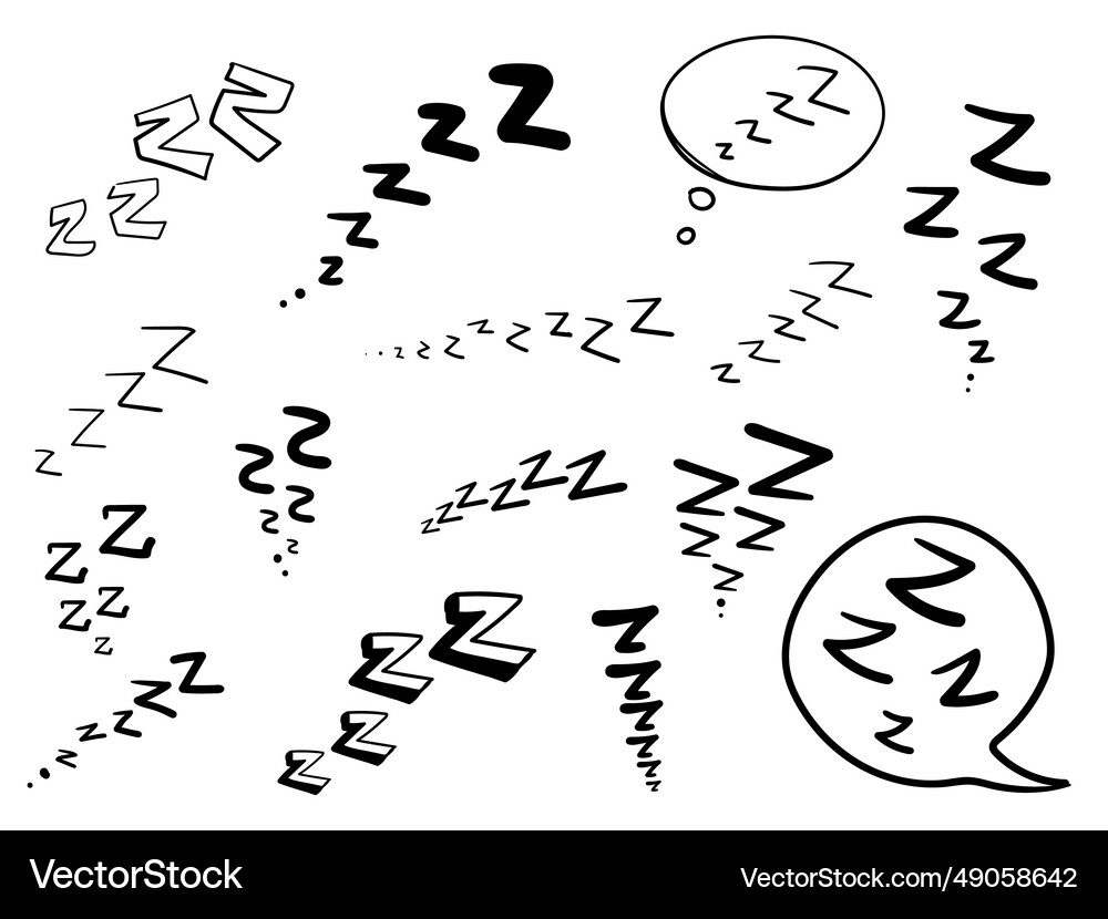 Sleep zzzz doodle symbol set dream icon Royalty Free Vector