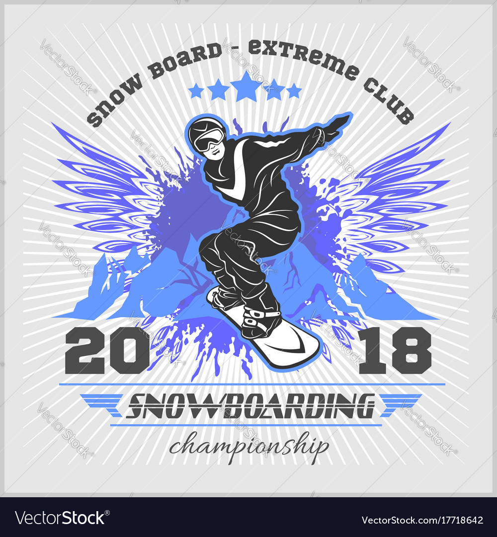 Snowboarding emblem man on light Royalty Free Vector Image
