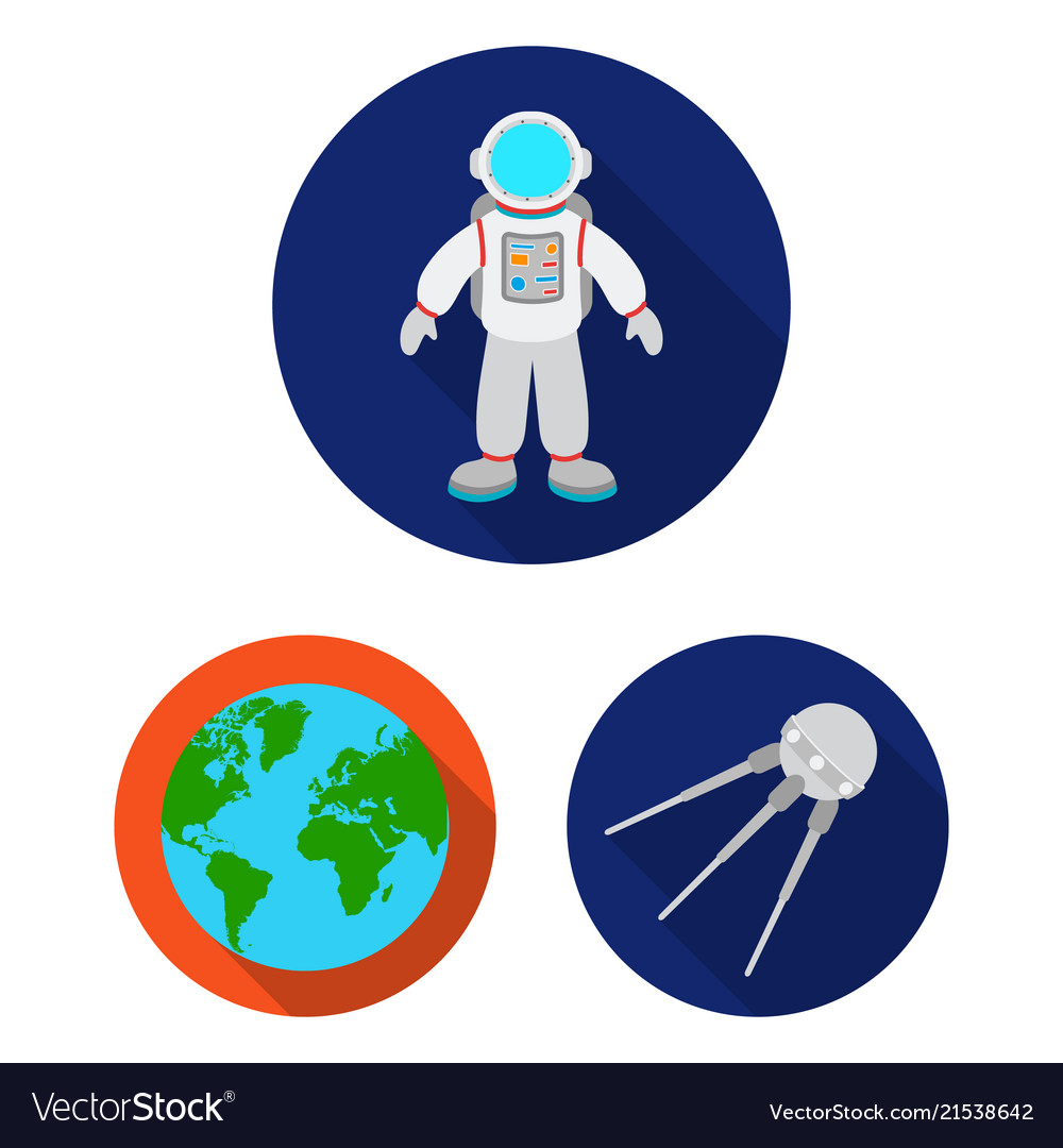Space technology flat icons in set collection Vector Image