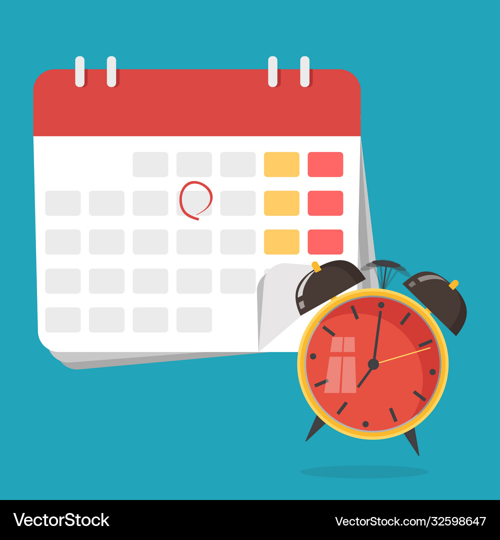 Alarm and calendar date time icon Royalty Free Vector Image