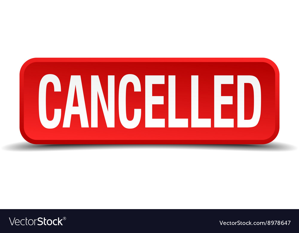 Cancelled red three-dimensional square button Vector Image