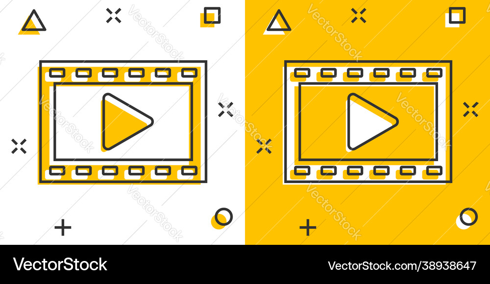 Cartoon play button icon in comic style Royalty Free Vector