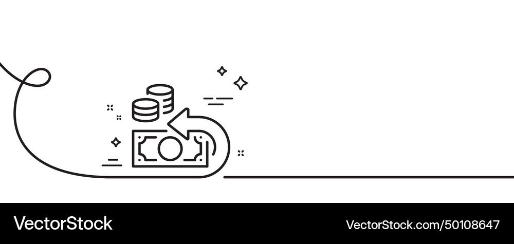 Cash back line icon return money sign continuous Vector Image