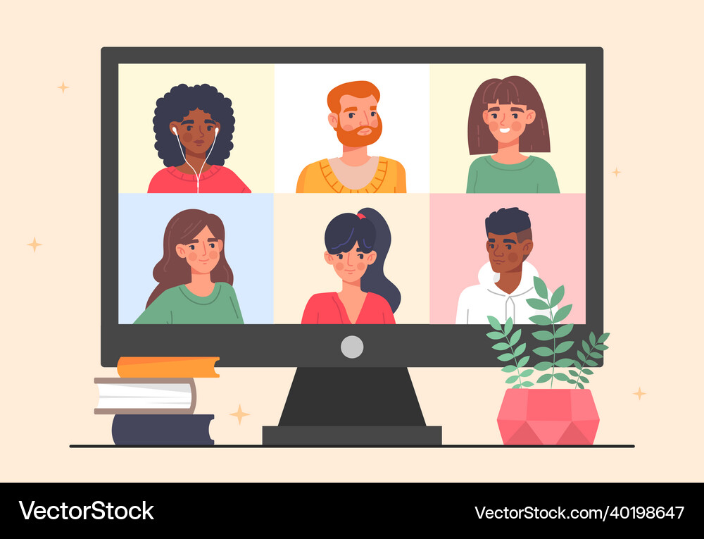 Concept of video conference Royalty Free Vector Image