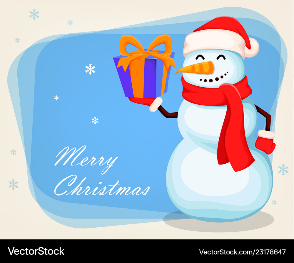 Cute snowman funny cartoon character Royalty Free Vector