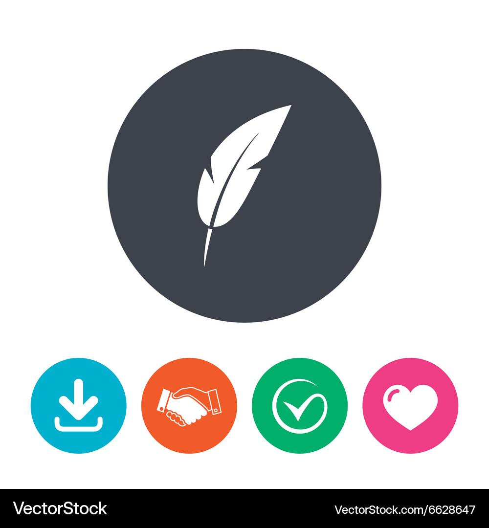 Feather sign icon retro pen symbol Royalty Free Vector Image