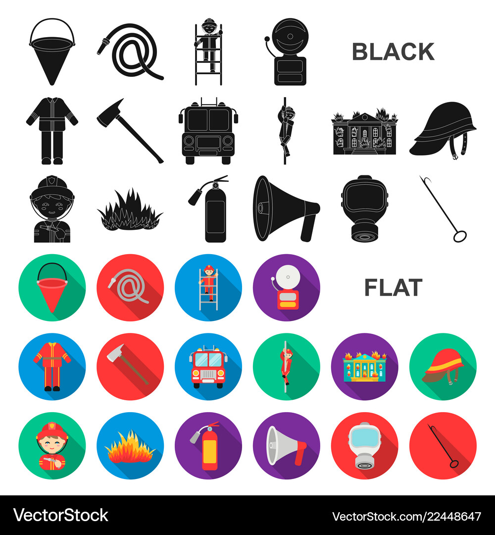 Fire department flat icons in set collection Vector Image