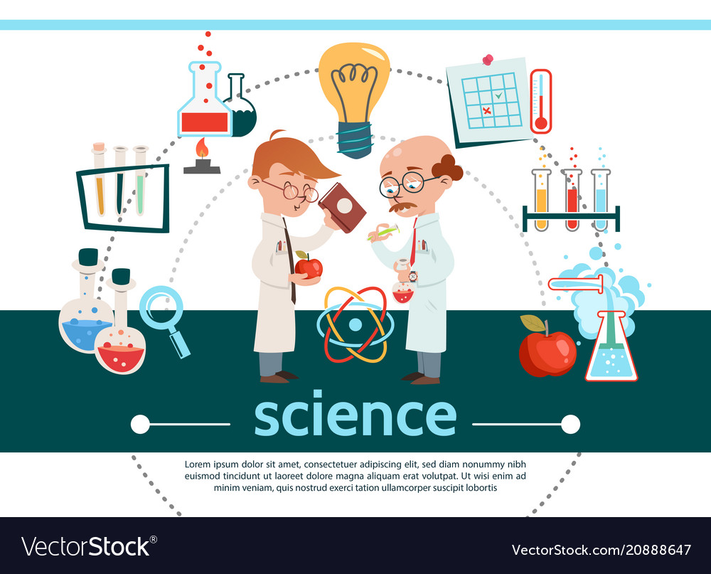 Flat science composition Royalty Free Vector Image