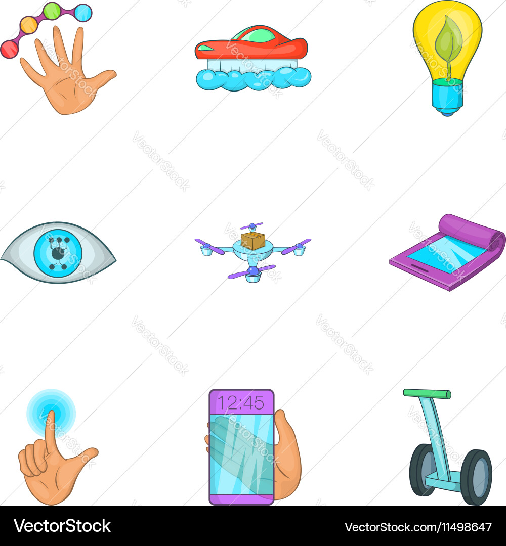 Innovation icons set cartoon style Royalty Free Vector Image