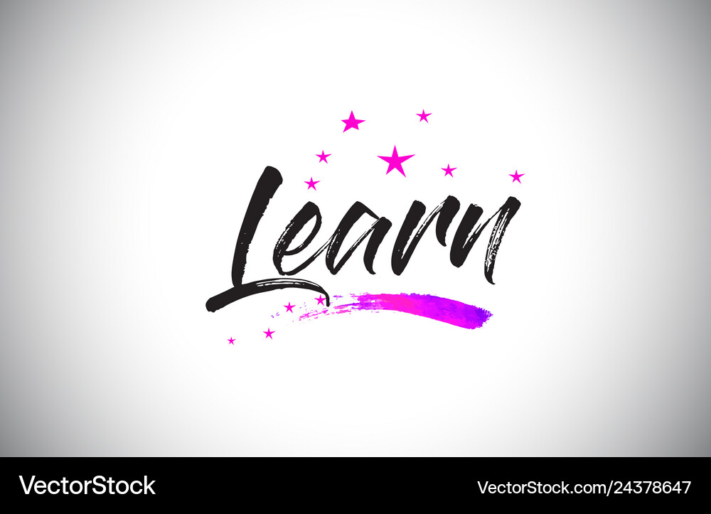 Learn handwritten word font with vibrant violet Vector Image