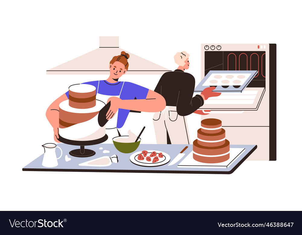 Professional confectioner making cake pastry chef Vector Image Professional confectioner making cake pastry chef Vector Image