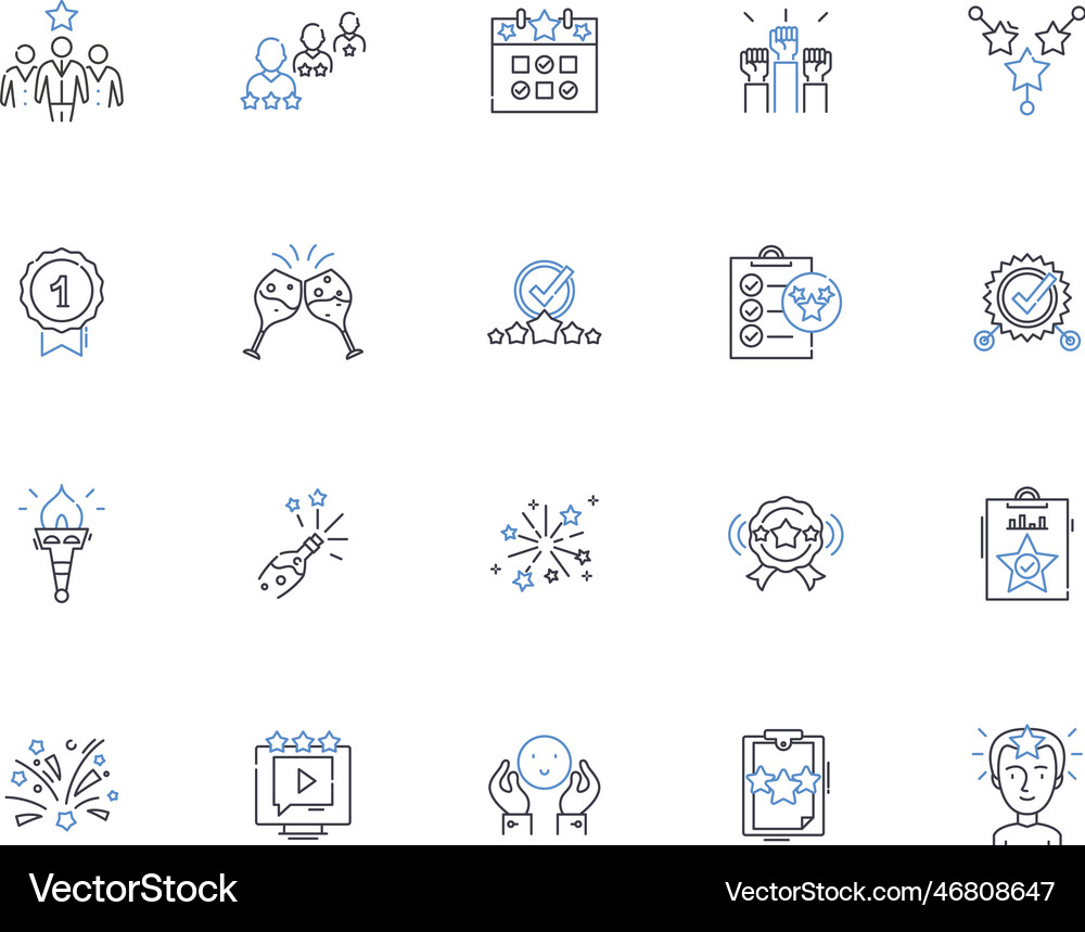 Satisfying accomplishment line icons collection Vector Image
