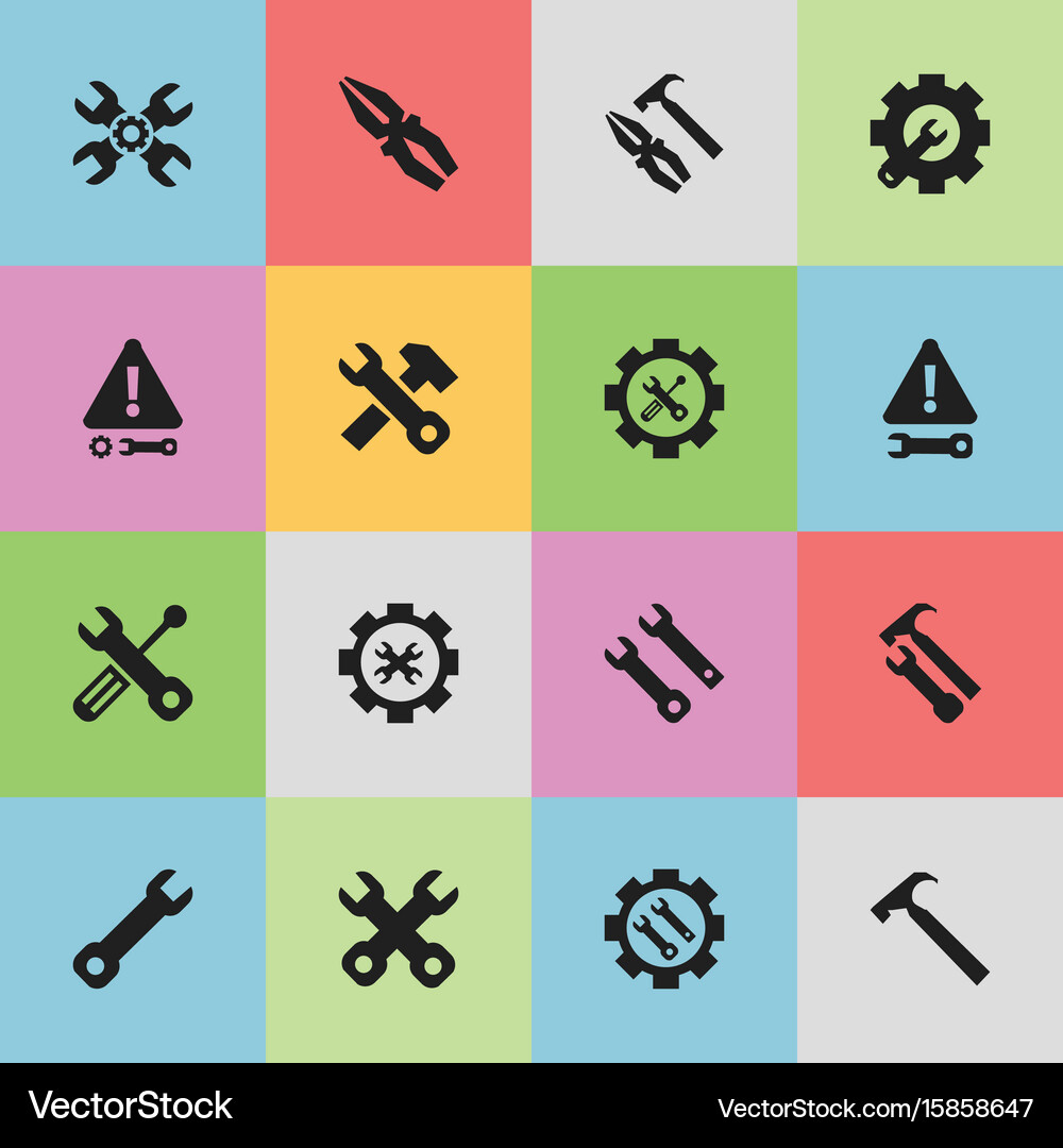 Set of 16 editable tool icons includes symbols Vector Image