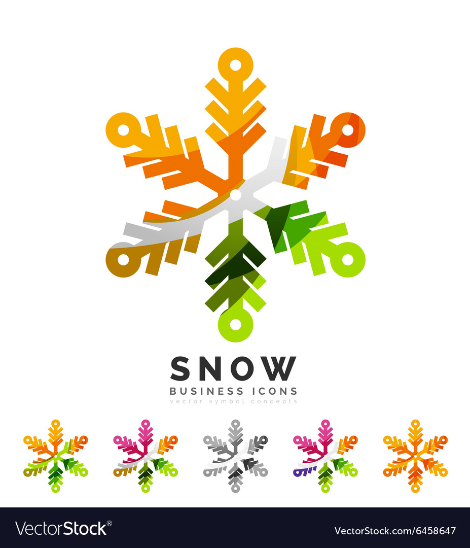 Set of abstract colorful snowflake logo icons Vector Image