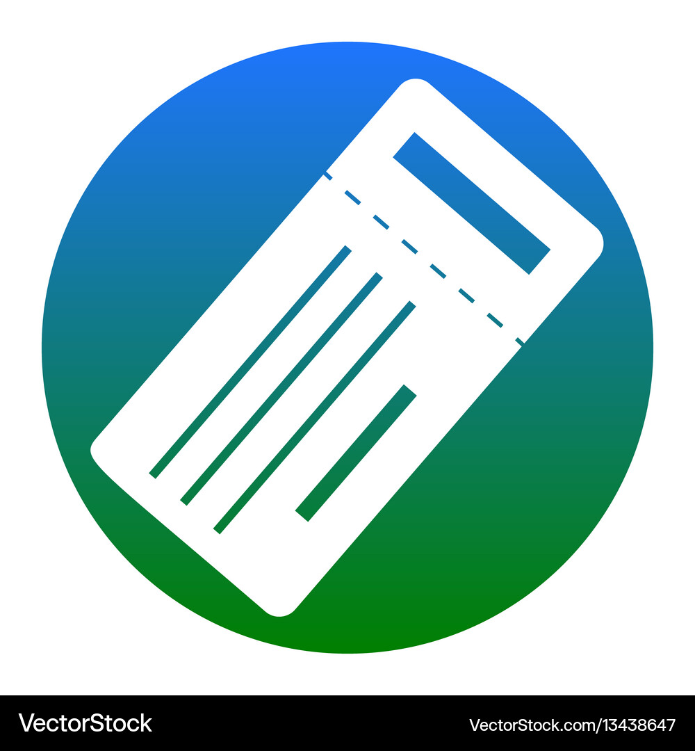 Ticket simple sign white icon in bluish Royalty Free Vector