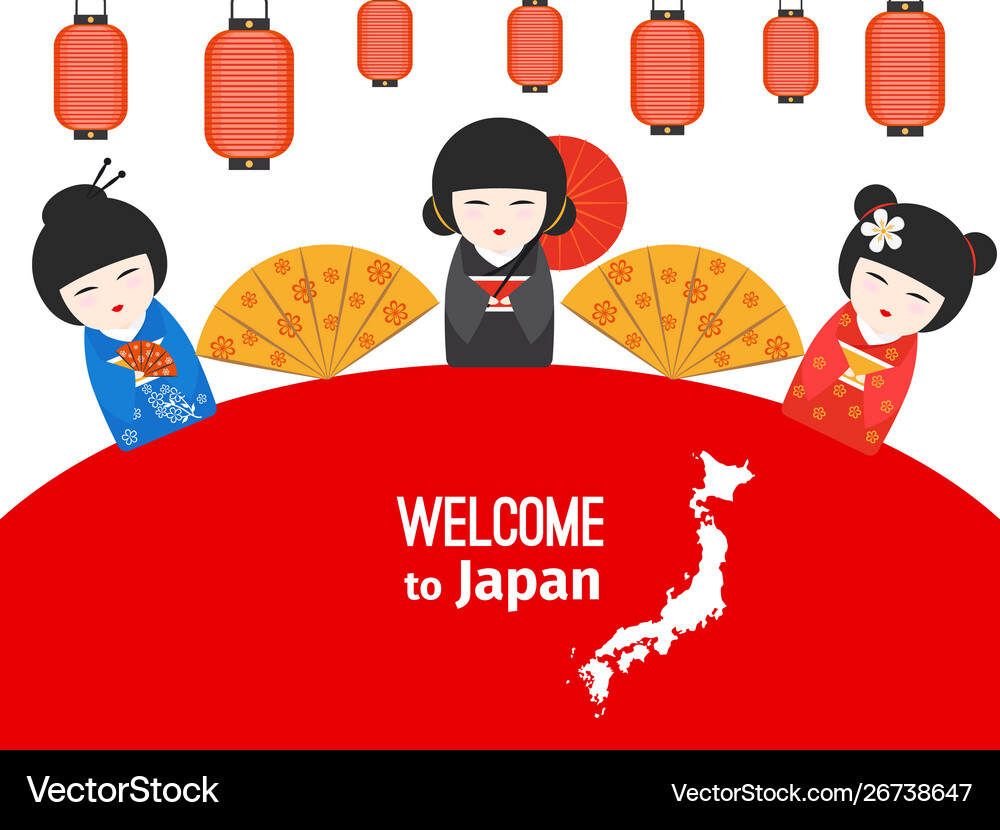 Welcome to japan poster design Royalty Free Vector Image