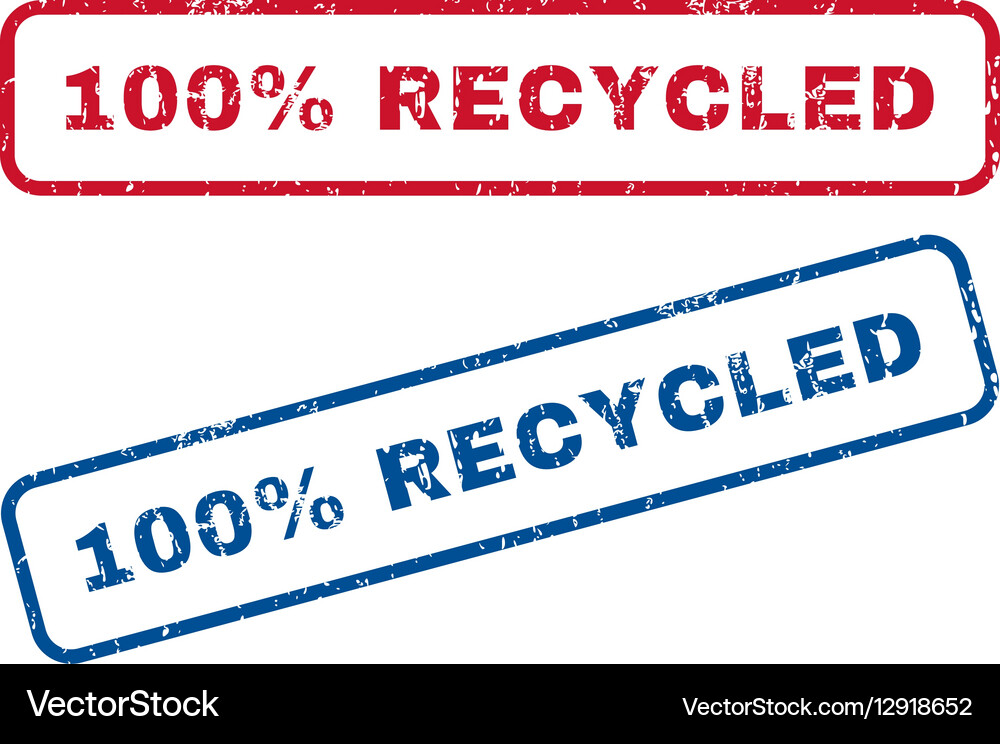 100 percent recycled rubber stamps Royalty Free Vector Image