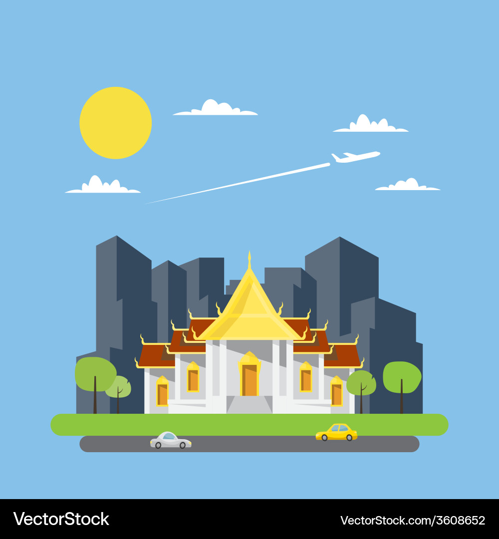Flat design of thai temple Royalty Free Vector Image