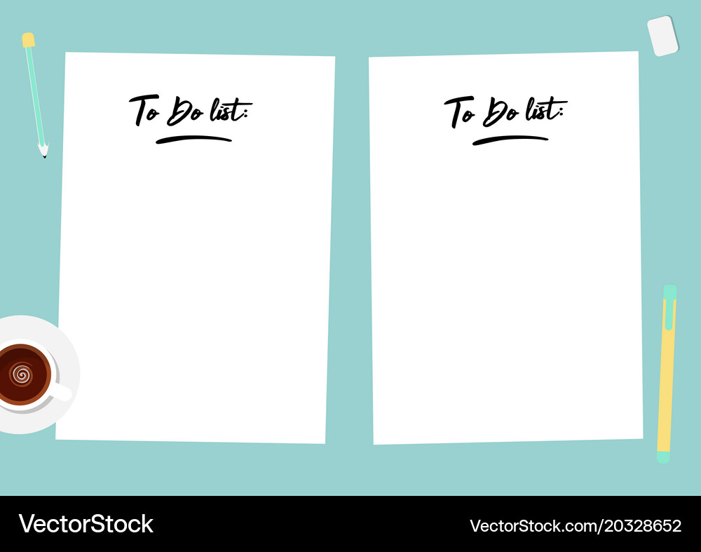 Flat template sheets of paper on the desktop Vector Image