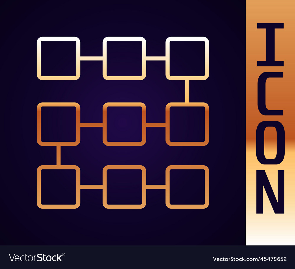 Gold Line Nft Blockchain Technology Icon Isolated Vector Image