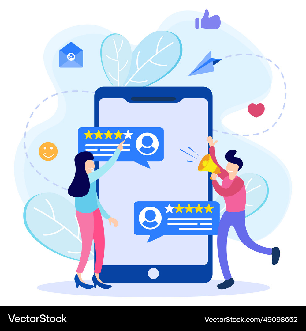 Graphic cartoon character of feedback Royalty Free Vector