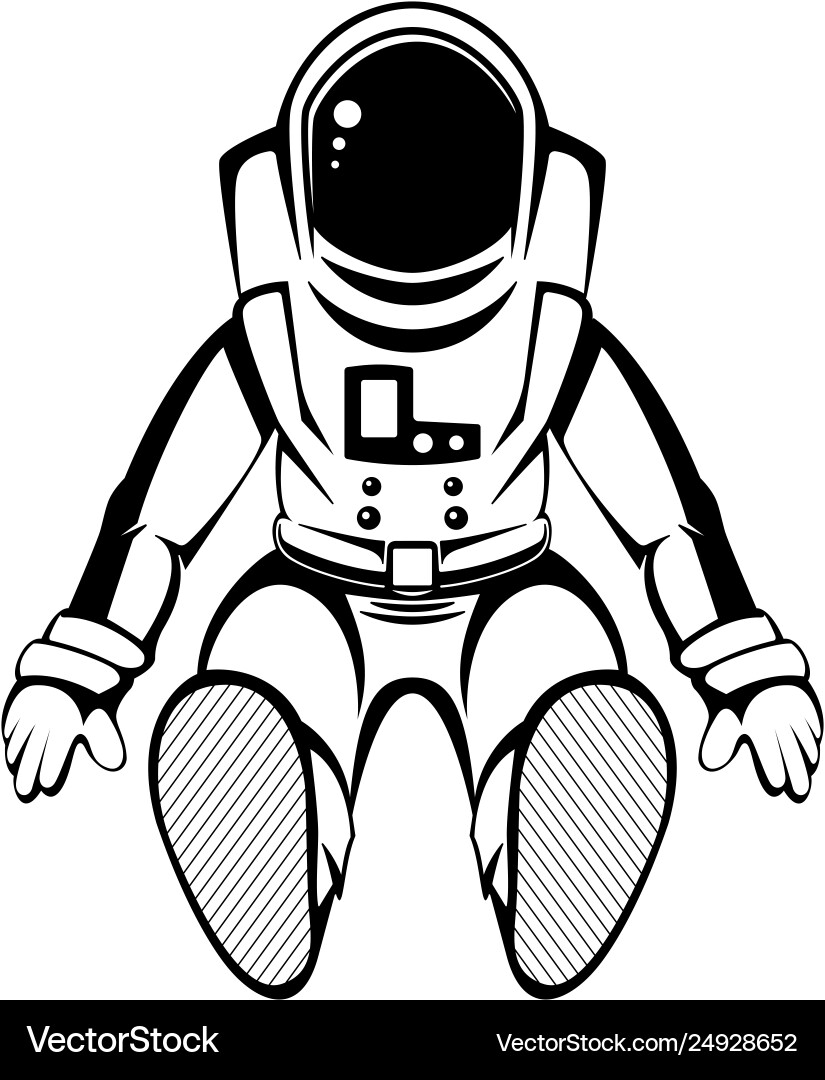Hand drawn spaceman in black color isolated on Vector Image