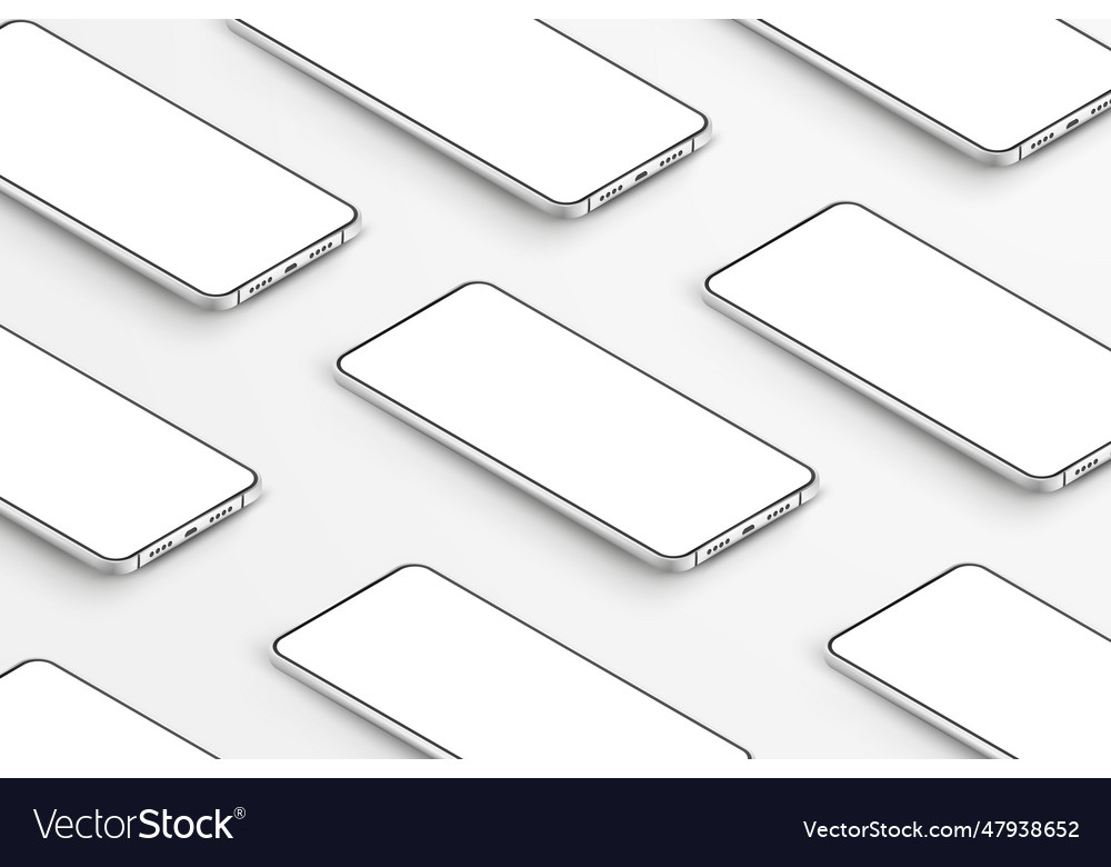 Realistic smartphones mockup 3d mobile phones Vector Image