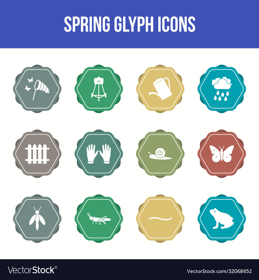 Unique spring glyph icon set Royalty Free Vector Image