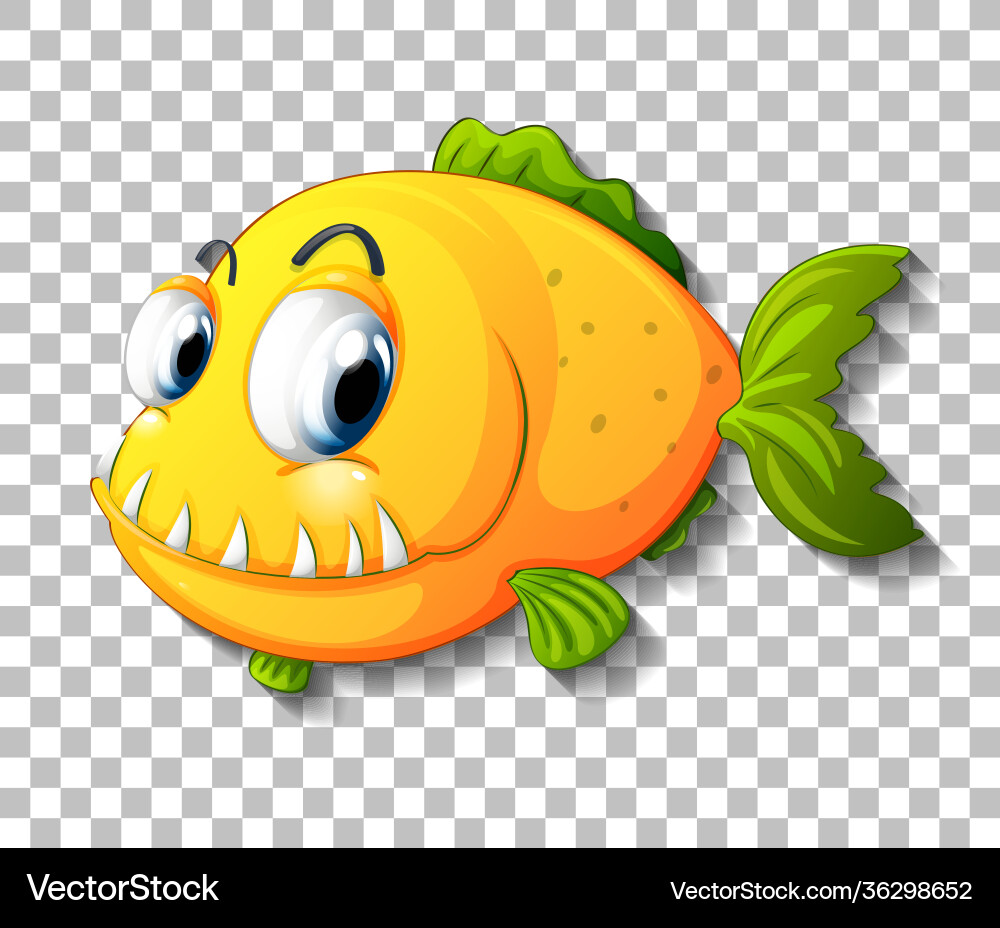 Yellow exotic fish cartoon character Royalty Free Vector