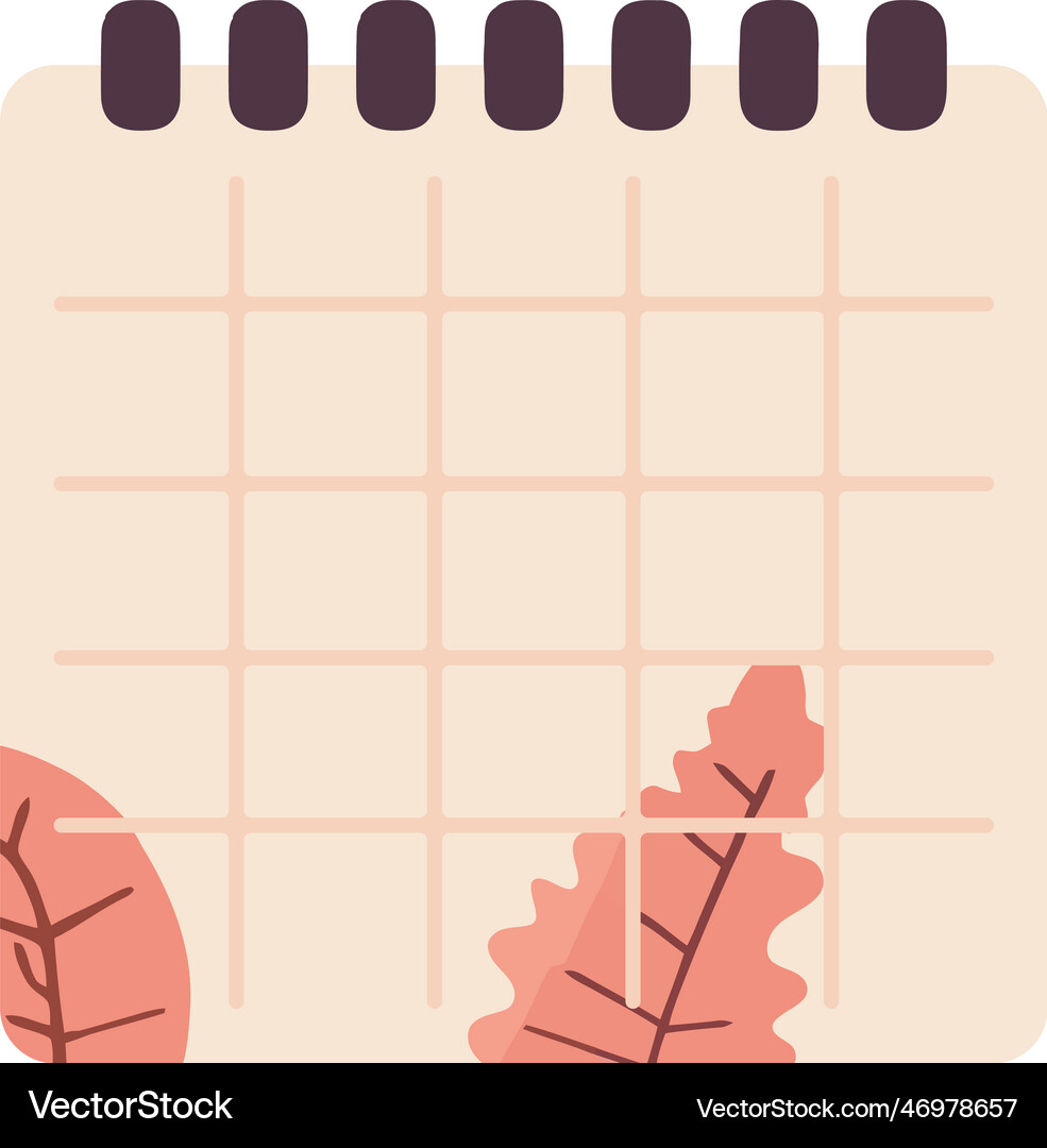 Calendar with autumn leaf Royalty Free Vector Image