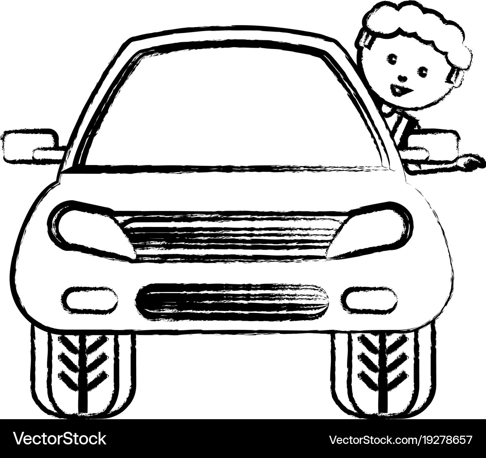 Cartoon man and car icon Royalty Free Vector Image