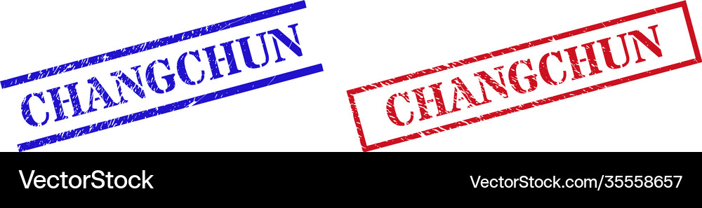 Changchun grunge scratched stamp watermarks Vector Image