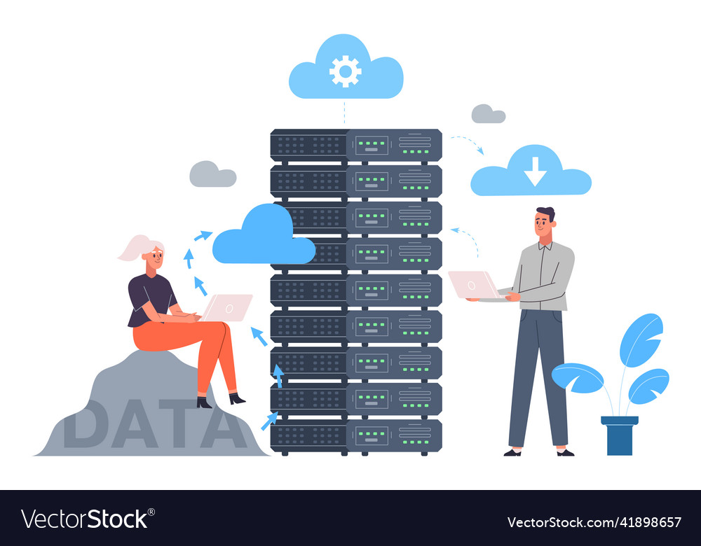 Cloud data server online database storage Vector Image