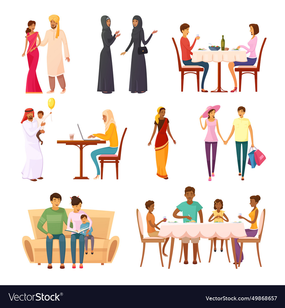 Eastern people decorative icons set Royalty Free Vector Eastern people decorative icons set Royalty Free Vector